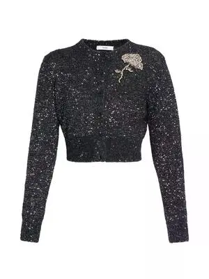 Erdem Crystal-embellished Sequined Cardigan - Black