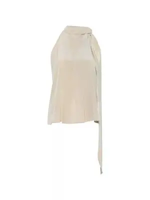 Max Mara Sleeveless Crepe De Chine Top Stone - Neutrals