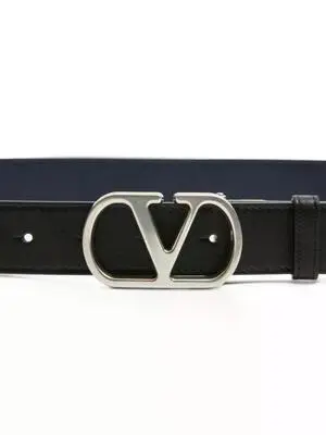 Valentino Garavani Vlogo Signature Leather Belt - Black