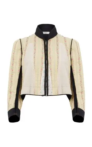 Chloé Floral Jacquard Cropped Jacket - Yellow