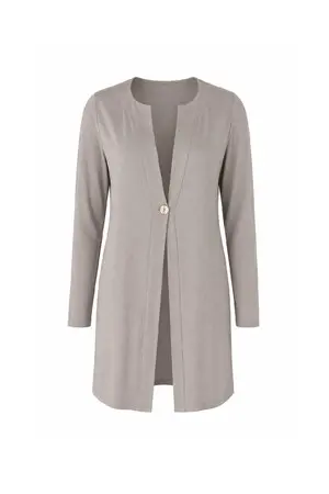 CONQUISTA Refined Longline Button Cardigan - Grey