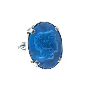 GEM KINGDOM Blue Cameo Ring - Blue/silver