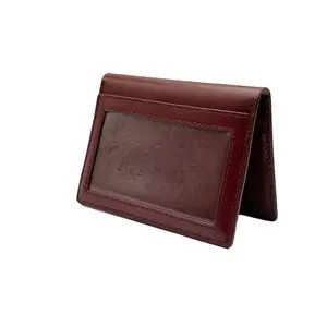 GODI. Handmade Full Grain Cow Leather Id Wallet Pomegranate