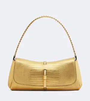 Balmain Metropolis Small Leather Shoulder Bag - Gold