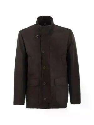 FAY Hook-fastening Suede-detail Jacket - Brown