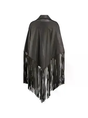 LOU ANDREA Fringe-trimmed Leather Jacket