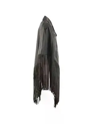 LOU ANDREA Fringe-trimmed Leather Jacket