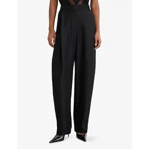 REISS Pleated Barrel-leg Crepe Trousers