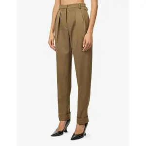 MUGLER Pleated Tapered Wool Trousers