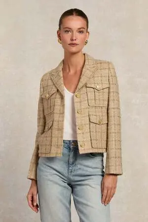 Holland Cooper Richmond Jacket Sparkle Tweed 's - Camel