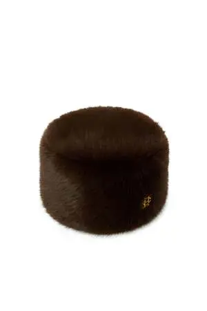Holland Cooper Faux Fur Pill Box Hat - Chocolate