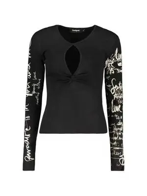 Desigual Scribble-print Cut-out T-shirt