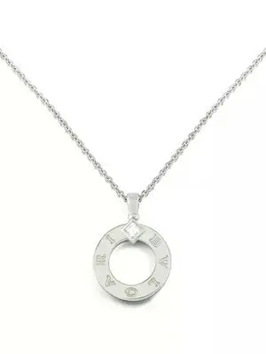 BVLGARI Diamond Circle Pendant Necklace - Silver