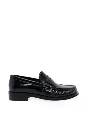 POEVE Leona Polished Leather Loafers - Blue