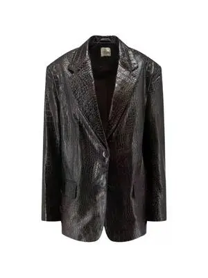 ALYSI Crocodile-effect Single-breasted Blazer