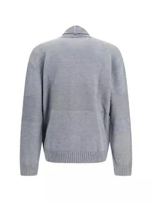 Gcds Logo-embossed Shawl-collar Cardigan - Grey