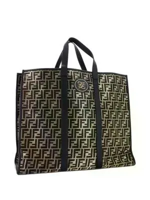 Fendi Karligraphy Metallic Zucca Canvas Large Tote Bag