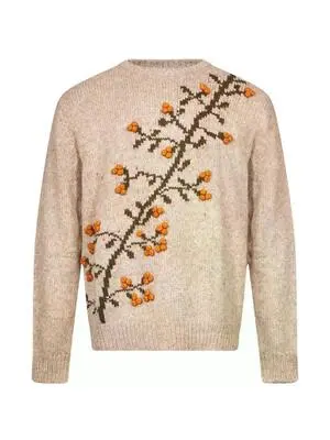 BAZISZT Embroidered Intarsia-knit Sweater