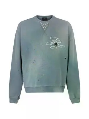 John Richmond Distressed Studded Sweatshirt - Grey
