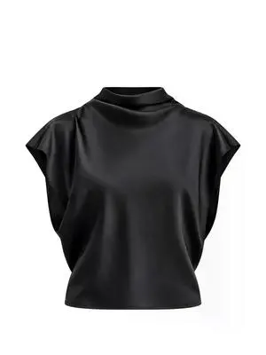 Tanya Taylor Adrien Satin-finish Draped Top - Black