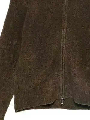 PAOLO PECORA Bouclé-knit Zip-up Cardigan - Brown