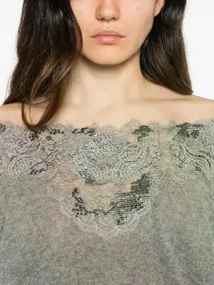 Ermanno Scervino Lace-trimmed Sequin-embellished Sweater