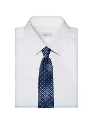 FERRAGAMO Bee Print Silk Tie - Blue