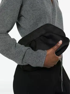 THEMOIRE Medium Bios Ruched Clutch Bag - Black
