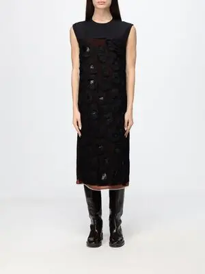 Marni Sleeveless Silk-blend Midi Sheath Dress With Embroidery And Fringe Details - Black