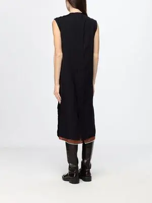 Marni Sleeveless Silk-blend Midi Sheath Dress With Embroidery And Fringe Details
