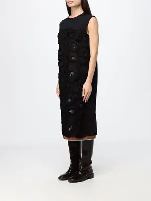 Marni Sleeveless Silk-blend Midi Sheath Dress With Embroidery And Fringe Details