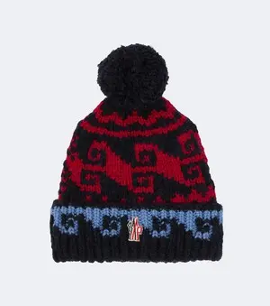 Moncler Intarsia Wool And Alpaca-blend Beanie - Red