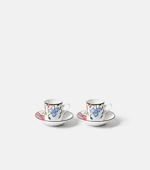 Gucci Flora Set Of 2 Espresso Cups And Saucers - White