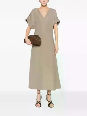 Brunello Cucinelli Monili-trim V-neck Midi Dress