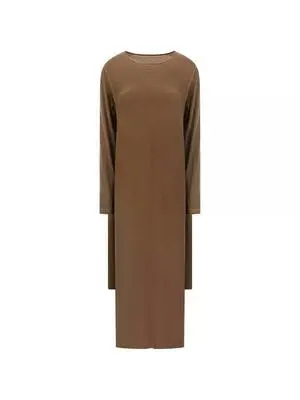 UMA WANG Long-sleeve Layered-detail Maxi Dress - Brown