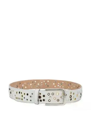 Gimaguas Rufus Eyelet-embellished Leather Belt - White