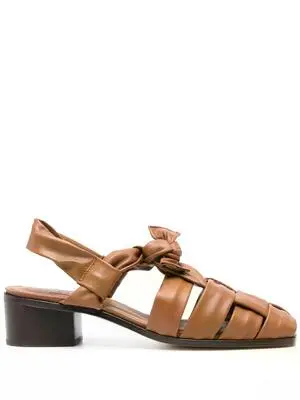 Hereu 40mm Bena Heeled Leather Sandals - Brown