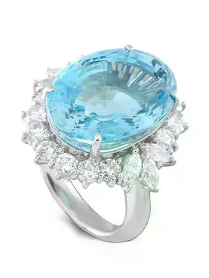LB EXCLUSIVE Aquamarine Diamond Ring - Silver