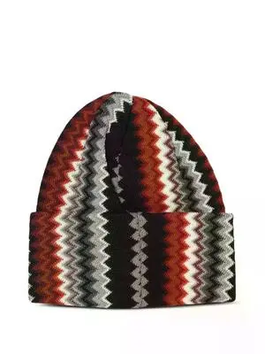 Missoni Zigzag Knit Beanie Hat - Red