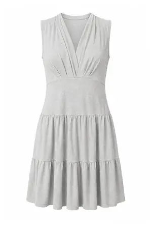 CONQUISTA Sculpted Waist Tiered Dress - Grey