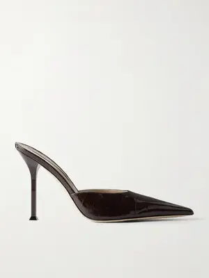 CHRISTEN Helix 95 Toe Croc-effect Patent-leather Mules