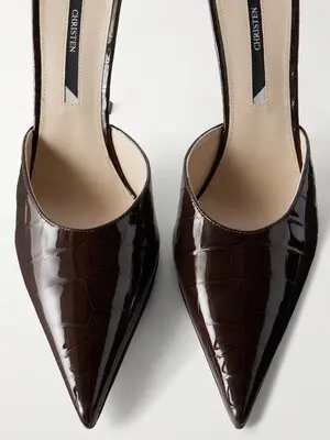CHRISTEN Helix 95 Toe Croc-effect Patent-leather Mules