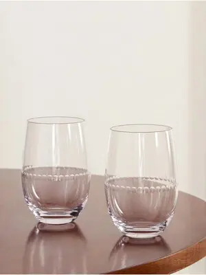 Christofle Perles Set Of Two Crystal Water Glasses - Neutrals