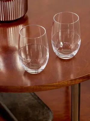 Christofle Perles Set Of Two Crystal Water Glasses