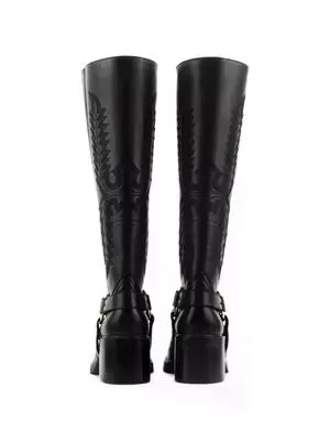 Elena Iachi Embroidered Harness-detail Knee-length Boots
