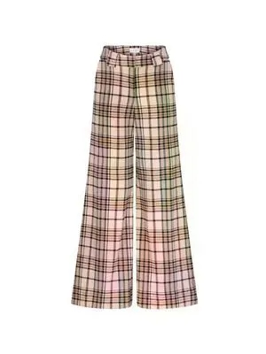 LIZ SKORSIS Check Maddix Wide-leg Trousers - Neutrals