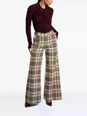 LIZ SKORSIS Check Maddix Wide-leg Trousers