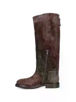 POEVE Eve Leather Rear-zip Boots - Brown