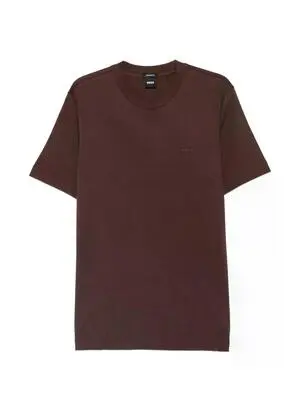 BOSS Logo-embroidered T-shirt - Brown