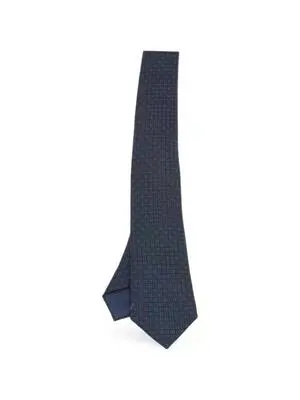 Hermès Geometric Floral-print Tie - Blue